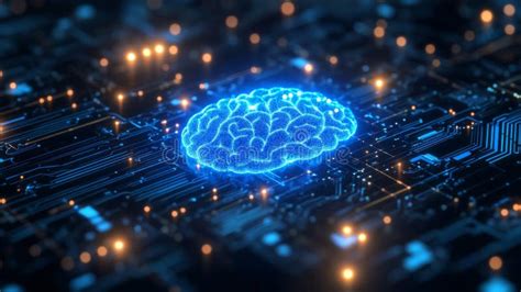Digital Brain On Circuit Board Illustrating Artificial Intelligence