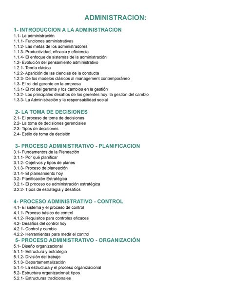 Programa De Administracion Administracion 1 Introduccion A La