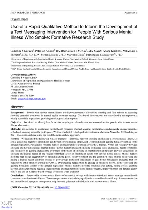 Pdf Use Of A Rapid Qualitative Method To Inform The Development Of A Text Messaging