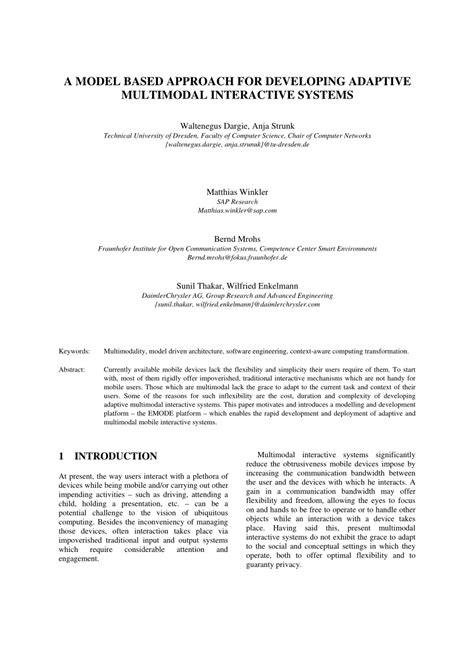 Pdf A Model Based Approach For Developing Adaptive Multimodal Interactive Systems