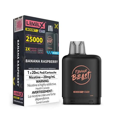 Level X Flavour Beast Boost G2 Banana Raspberry Ice 20mg — Fat Panda Ontario