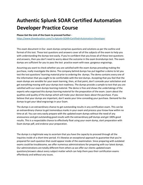 Ppt Authentic Splunk Soar Certified Automation Developer Practice Course Powerpoint