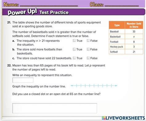 Writing And Graphing Inequalities Worksheet Live Worksheets Worksheets Library