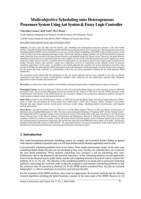 Pdf Multi Objective Scheduling Onto Heterogeneous Processors System Using Ant System And Fuzzy
