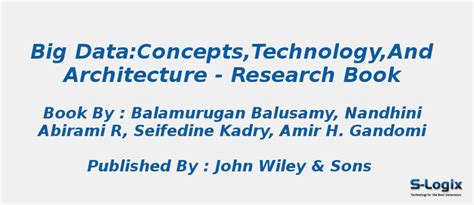 research books in big data concepts technology architecture s logix