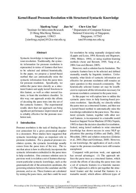 Pdf Kernel Based Pronoun Resolution With Structured Syntactic Knowledge