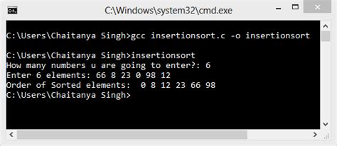 Insertion Sort Program In C