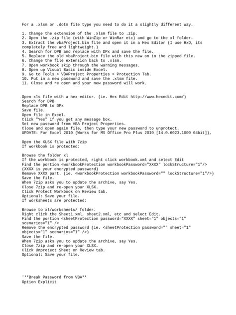 Excel Macro Password Breaking Step By Step In Case You Forgot Pdf Microsoft Excel Computer