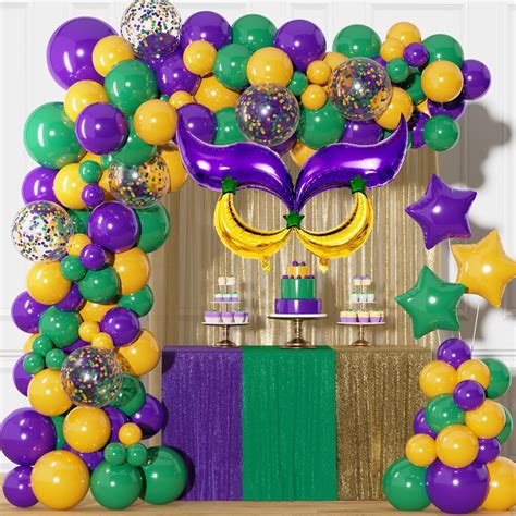 Mardi Gras Balloon Purple Green Gold Balloons With Confetti