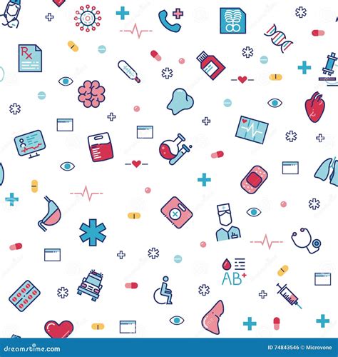 Medisch Gezondheidszorg Vector Naadloos Patroon Met De Pictogrammen Van