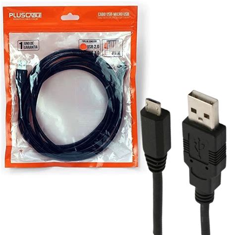 cabo usb 2 0 am x micro usb v8 3 0m pc usb3004 plus cable