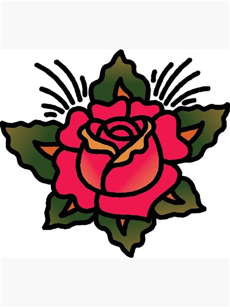 American Traditional Flower Tattoo Flash Poster For Sale By