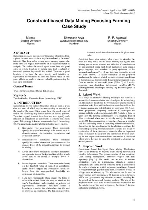 Constraint Based Data Mining Focusing Farming Case Study