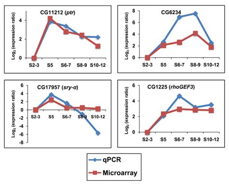 Comparison Between QPCR And Microarray Results For Selected Genes QPCR Download Scientific