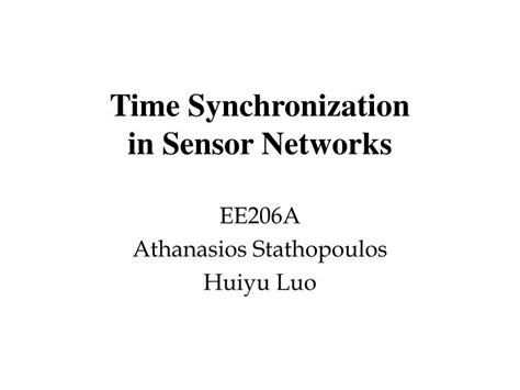 Ppt Time Synchronization In Sensor Networks Powerpoint Presentation