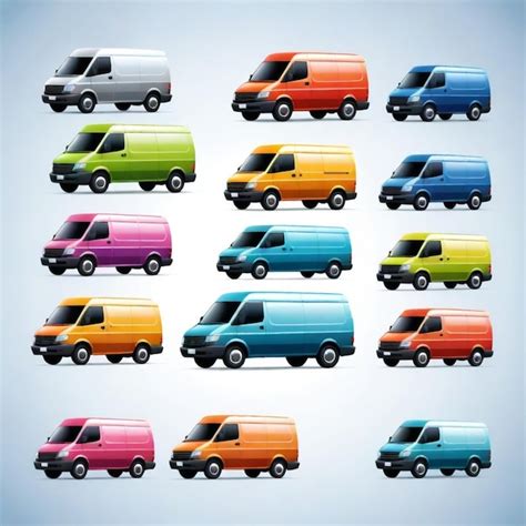Premium Vector A Collection Of Colorful Vans With Different Colors