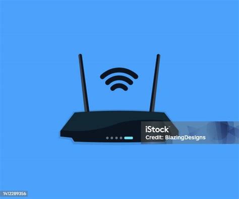 두 개의 안테나가있는 네트워크 Wifi 라우터 광대역 와이파이 무선 인터넷 신호 인터넷 연결 비즈니스 개념 벡터 디자인 및 일러스트레이션 라우터에 대한 스톡 벡터 아트 및