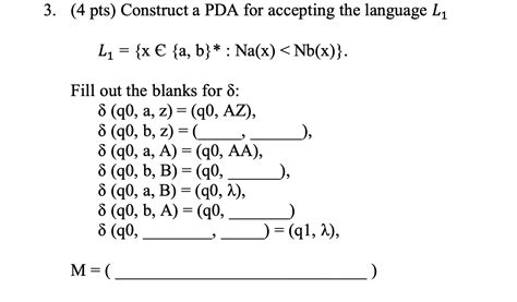 Solved Pts Construct A PDA For Accepting The Language L Chegg Com