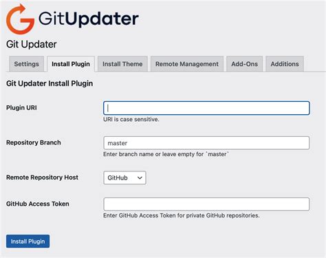remote installation git updater