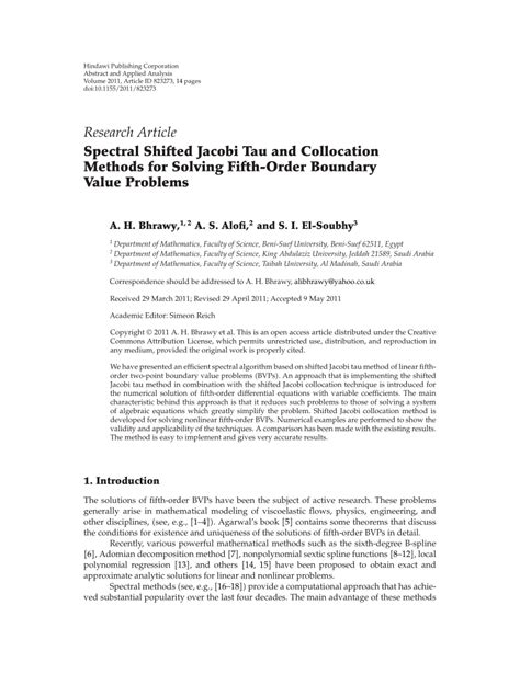 Pdf Spectral Shifted Jacobi Tau And Collocation Methods For Solving