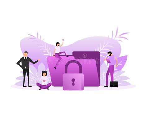 Data Secure People Personal Data Security Concept Stock Vector