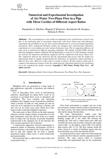 Pdf Numerical And Experimental Investigation Of Air Water Two Phase Flow In A Pipe With Three