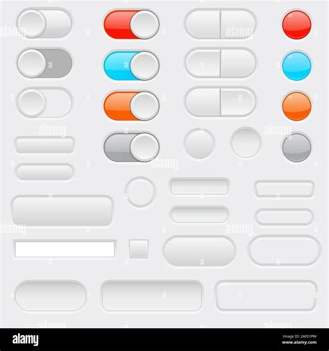 Web Interface Buttons Toggle Switch Buttons And Gray Icons Stock Vector Image And Art Alamy