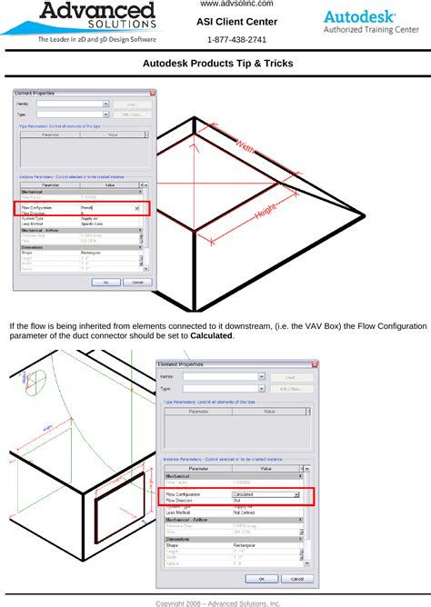 Duct Connector Flow Configuration Parameter 121908