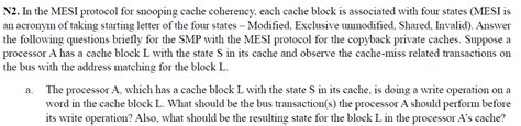 Solved Processor Architecture In The Mesi Protocol For