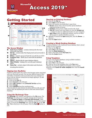 Access 2019 Quick Source Reference Guide Quick Source Books