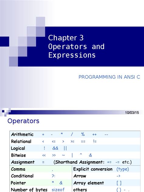 Operators And Expressions Programming In Ansi C Pdf Data Type Division Mathematics