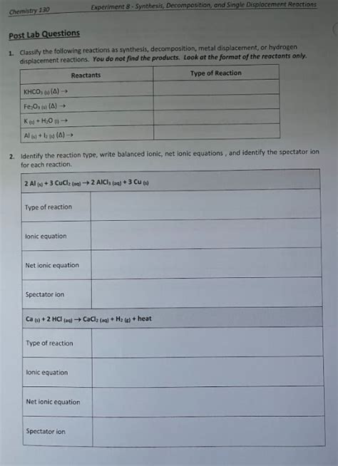 Solved Experiment 8 Synthesis Decomposition And Single