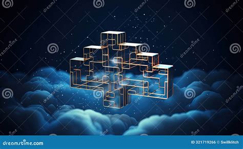 Data Cloud Structure Concept With Digital Technology Cloud Sign For Online Backup And Network