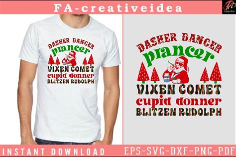 Dasher Dancer Prancer Groovy Design Graphic By Fa Creativeidea · Creative Fabrica