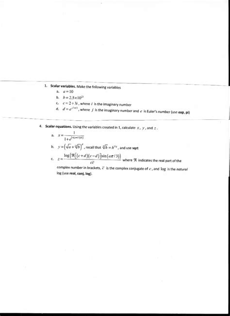 1 Scalar Variables Make The Following Variables A A 10 B B 25