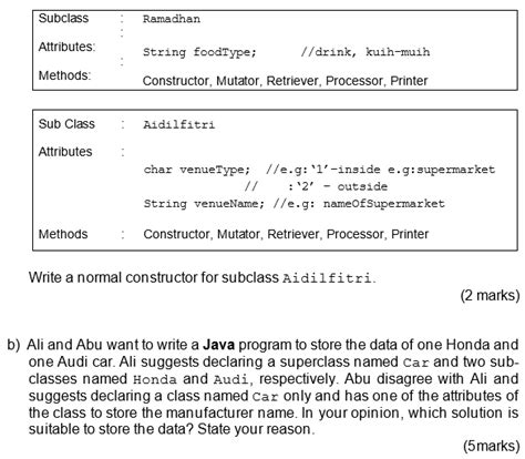 Solved A Given The Following Java Superclass Named Bazar