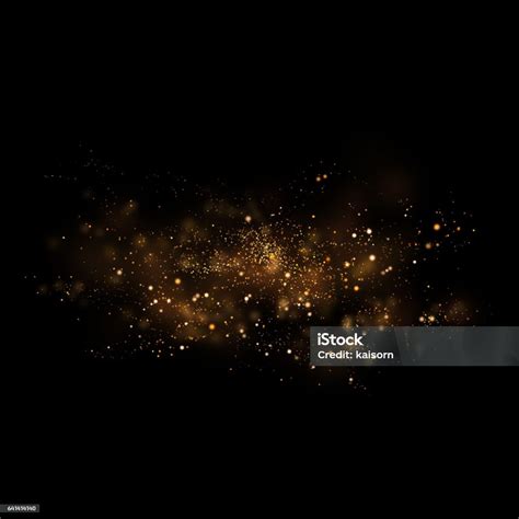 금 빛나는 별 빛과 Bokeh입니다 제품에 대 한 마술 먼지 추상 배경 요소입니다 번쩍이는에 대한 스톡 벡터 아트 및 기타 이미지 번쩍이는 불타는 듯한 금 금속