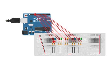 Circuit Design 10 Leds Tinkercad