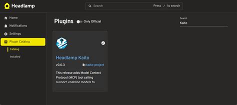 Installation Headlamp Kaito Plugin