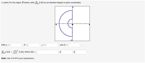 solved 1 point for the region r below write ∬rfda as an