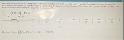 solved find the standard deviation s ﻿of sample data