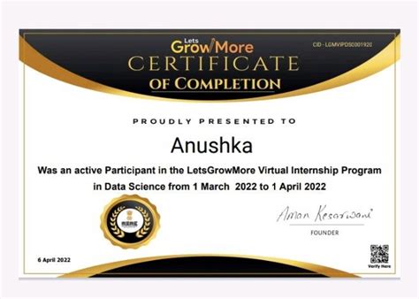 anushka on linkedin lgmvipmarch internship completioncertificate