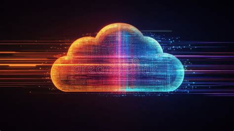 Digital Cloud Network Abstract Background With Data Streams Cloud Computing Technology