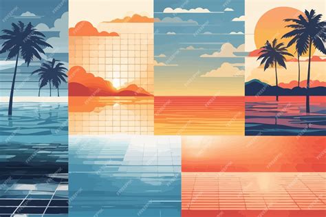Premium Vector A 4x6 Grid 80s Theme Illustration