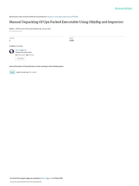 Manual Unpacking Of Upx Packed Executable Using Ol Pdf Computer Architecture Information