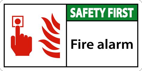 Safety First Fire Alarm Sign On White Background 23213279 Vector Art At
