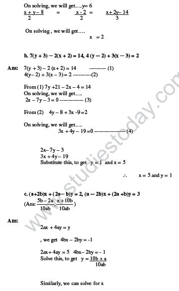Solution Of Linear Equations In Two Variables Class 10 Diy Projects