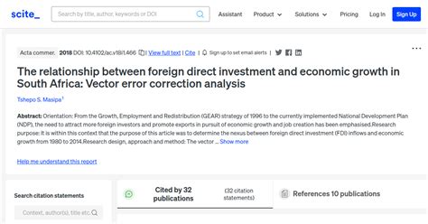 The Relationship Between Foreign Direct Investment And Economic Growth In South Africa Vector