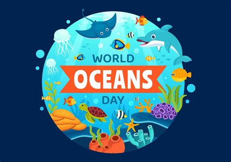 World Oceans Day Vector Illustration To Help Protect And Conserve Ocean