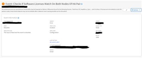 Aiqum Send Event Checks If Software Licenses Match On Both Nodes Of Ha Pair Netapp Knowledge